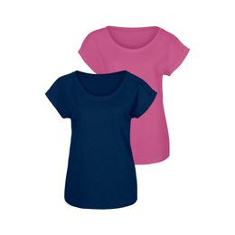 T-Shirt Vivance Gr. 40/42, bunt (pink, navy) Damen Shirts Jersey