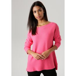 Strickpullover Aniston SELECTED Gr. 48, pink Damen Pullover Feinstrickpullover