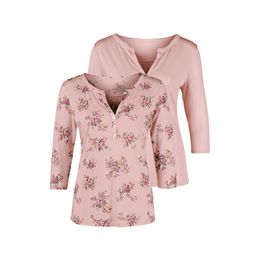 3/4-Arm-Shirt Lascana Gr. 48/50, rosa (rosé) Damen Shirts Jersey