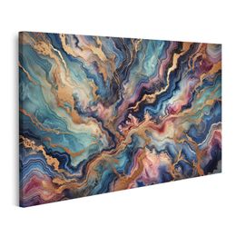 islandburner Leinwandbild Sinnliche Tiefe von Blau und Purpur mit goldenen Adern