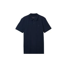 Tom Tailor Denim Herren Basic Poloshirt mit Logo Print, blau, Uni, Gr. S