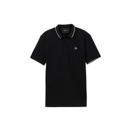 Tom Tailor Denim Herren Basic Poloshirt, schwarz, Uni, Gr. XS