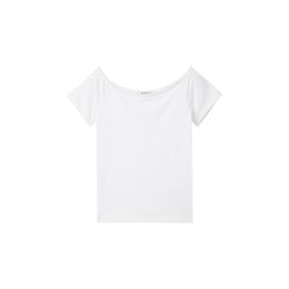 Tom Tailor Denim Damen T-Shirt mit Bio-Baumwolle, weiß, Uni, Gr. XL