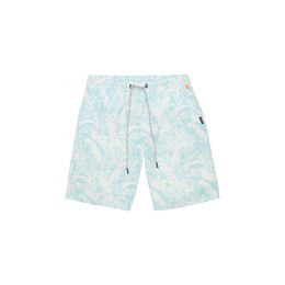 Tom Tailor Herren Badeshorts mit Allover-Print, blau, Allover Print, Gr. XXL