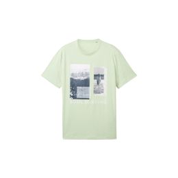 Tom Tailor Herren T-Shirt mit Fotoprint, grün, Fotoprint, Gr. XXL