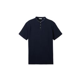 Tom Tailor Herren Poloshirt mit Stehkragen, blau, Uni, Gr. XL