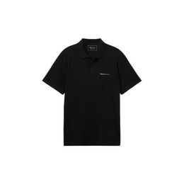 Tom Tailor Denim Herren Relaxed Poloshirt mit Logo Print, schwarz, Uni, Gr. XS