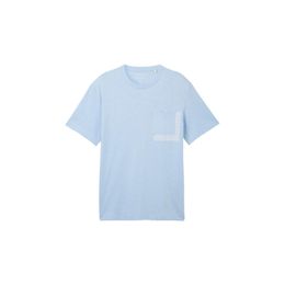 Tom Tailor Herren T-Shirt mit Bio-Baumwolle, blau, Print, Gr. S
