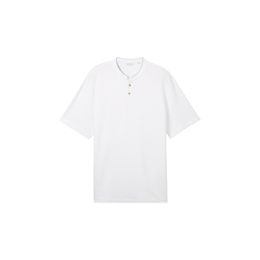 Tom Tailor Herren Plus - Poloshirt mit Stehkragen, weiß, Uni, Gr. 4XL