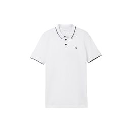Tom Tailor Denim Herren Basic Poloshirt, weiß, Uni, Gr. XL