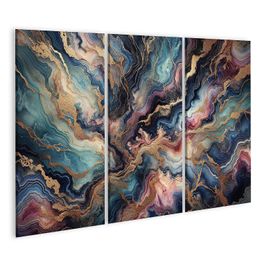 islandburner Leinwandbild Sinnliche Tiefe von Blau und Purpur mit goldenen Adern