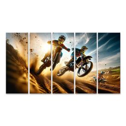 islandburner Leinwandbild Motocross-Rennen Action klarer blauer Himmel detailliert