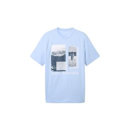 Tom Tailor Herren T-Shirt mit Fotoprint, blau, Fotoprint, Gr. XXL