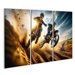 islandburner Leinwandbild Motocross-Rennen Action klarer blauer Himmel detailliert
