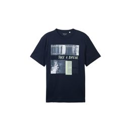 Tom Tailor Herren T-Shirt mit Fotoprint, blau, Fotoprint, Gr. XXL
