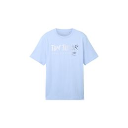 Tom Tailor Herren T-Shirt mit Textprint, blau, Textprint, Gr. M