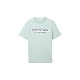 Tom Tailor Denim Herren T-Shirt mit Logo Print, grün, Logo Print, Gr. XXL