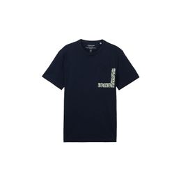 Tom Tailor Herren T-Shirt mit Bio-Baumwolle, blau, Print, Gr. M