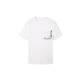Tom Tailor Herren T-Shirt mit Bio-Baumwolle, weiß, Print, Gr. XXL