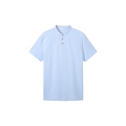 Tom Tailor Herren Poloshirt mit Stehkragen, blau, Uni, Gr. L