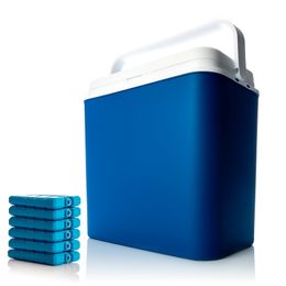 BigDean Outdoor-Flaschenkühler Kühlbox 24 Liter blau + 6 Kühlakkus bis zu 9 Std. Kühlung Kühltasc