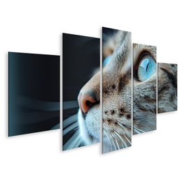 islandburner Leinwandbild Detailaufnahme einer Katze mit leuchtend blauen Augen und eindringlich