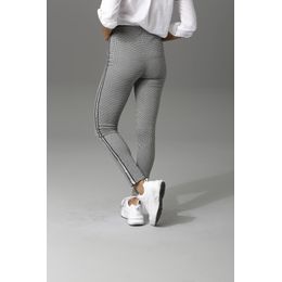Schlupfhose Aniston CASUAL Gr. 34, N-Gr, grau (schwarz, weiß, kariert, silberfarben) Damen Hosen mit Seitenstreifen