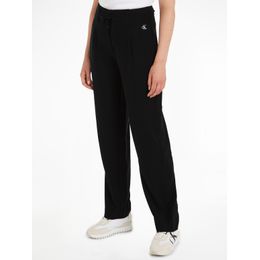 Webhose Calvin Klein Jeans "WAIST TIES TAPERED TWILL PANT" Gr. L (40), N-Gr, schwarz (ck black) Damen Hosen Stoffhosen mit Logomarkenlabel