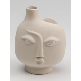 KARE Vase "Spherical Face Left" in Beige - (H)16 cm