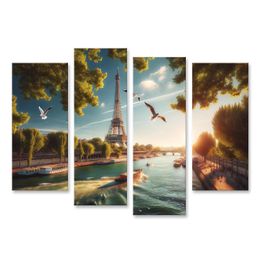 islandburner Leinwandbild Eiffelturm blauer Himmel