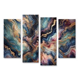 islandburner Leinwandbild Sinnliche Tiefe von Blau und Purpur mit goldenen Adern
