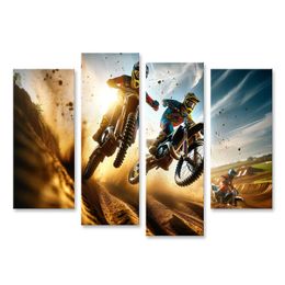 islandburner Leinwandbild Motocross-Rennen Action klarer blauer Himmel detailliert