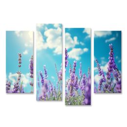 islandburner Leinwandbild Nahaufnahme: Duftende Lavendelblüten unter blauem Himmel - Bio-Kosmeti