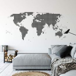 Wandtattoo Wall-Art "Punkte Weltkarte abstrakt Dots" Wandtattoos Gr. B/H/T: 150 cm x 70 cm x 0,1 cm, -, schwarz Wandtattoos Wandsticker