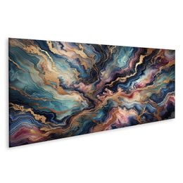 islandburner Leinwandbild Sinnliche Tiefe von Blau und Purpur mit goldenen Adern