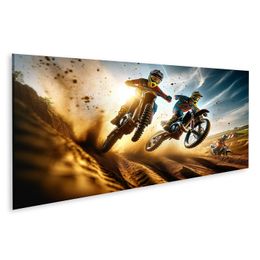 islandburner Leinwandbild Motocross-Rennen Action klarer blauer Himmel detailliert