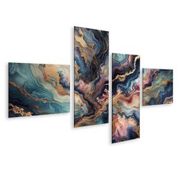 islandburner Leinwandbild Sinnliche Tiefe von Blau und Purpur mit goldenen Adern