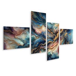 islandburner Leinwandbild Geologische Pracht in Blau und Lila mit Glänzenden Goldenen Adern