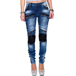 Cipo & Baxx Cipo & Baxx Bikerjeans Hose BA-WD346 mit zusätzlichen Zippern und Kunstlederelementen