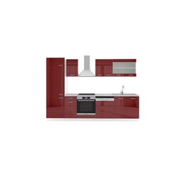 VICCO K&Uuml;CHE R-LINE 300CM K&Uuml;CHENZEILE K&Uuml;CHENBLOCK EINBAU ROT BORDEAUX HOCHGLANZ