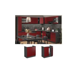 VICCO Sp&uuml;lenunterschrank K&uuml;chenschrank K&uuml;chenm&ouml;bel R-Line J-Shape Anthrazit Rot 80 cm modern