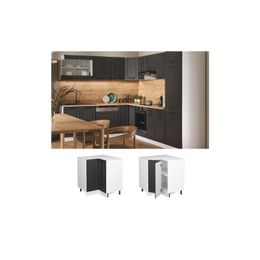 VICCO Eckunterschrank K&uuml;chenschrank K&uuml;chenzeile Landhaus R-Line 87 cm Wei&szlig;-Anthrazit