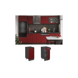 VICCO Schubunterschrank K&uuml;chenschrank K&uuml;chenm&ouml;bel R-Line J-Shape Anthrazit Rot 40 cm modern