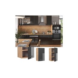 VICCO H&auml;ngeschrank K&uuml;chenschrank K&uuml;chenm&ouml;bel Fame-Line Eiche Anthrazit modern 40 cm K&uuml;che Einbauk&uuml;che H&auml;ngeschrank Dreht&uuml;r Einlegeboden K&uuml;chenzeile Hochglanz
