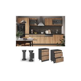 VICCO Schubladenunterschrank K&uuml;chenschrank K&uuml;chenm&ouml;bel R-Line J-Shape Anthrazit Eiche 60 cm modern