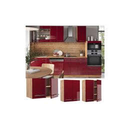 VICCO H&auml;ngeschrank K&uuml;chenschrank K&uuml;chenm&ouml;bel Fame-Line Eiche Rot Bordeaux modern 60 cm K&uuml;che Einbauk&uuml;che H&auml;ngeschrank Dreht&uuml;r Einlegeboden K&uuml;chenzeile Hochglanz