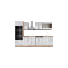 VICCO K&uuml;chenzeile K&uuml;chenblock Einbauk&uuml;che R-Line 300cm Mikrowellenumbauschrank Wei&szlig;