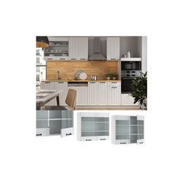 VICCO H&auml;ngeglasschrank 80 cm FAME Line K&uuml;chenschrank K&uuml;chenzeile Landhaus Wei&szlig;