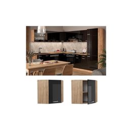 VICCO Eckh&auml;ngeschrank K&uuml;chenschrank R-Line Solid Eiche Schwarz 57 cm modern