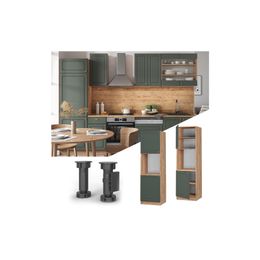 VICCO Herdumbauschrank K&uuml;chenschrank K&uuml;chenm&ouml;bel Fame-Line Landhaus Eiche Gr&uuml;n 60 cm Gold K&uuml;che Einbauk&uuml;che Blende Herdschrank Hochschrank K&uuml;chenzeile Dreht&uuml;r Einlegeboden